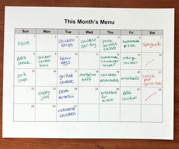 Meal Plan for a Month at a Time - Brown Thumb Mama®
